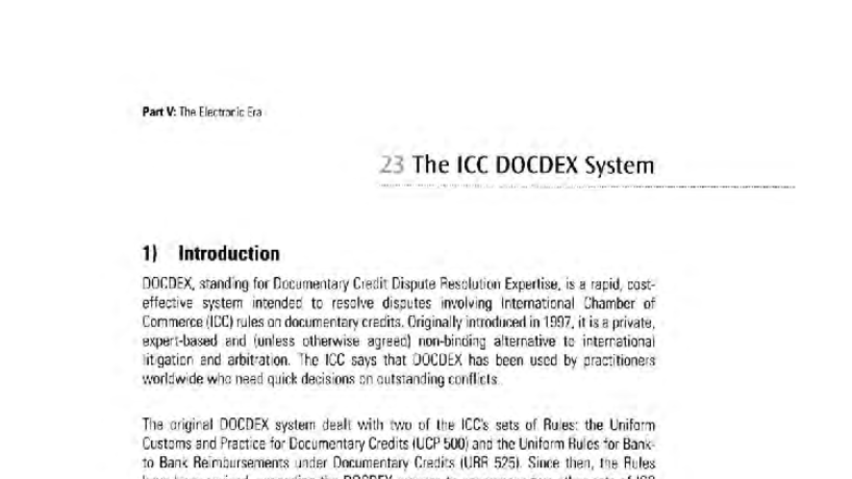 ICC DOCDEX System: Overview and Key Provisions in Dispute Resolution ...