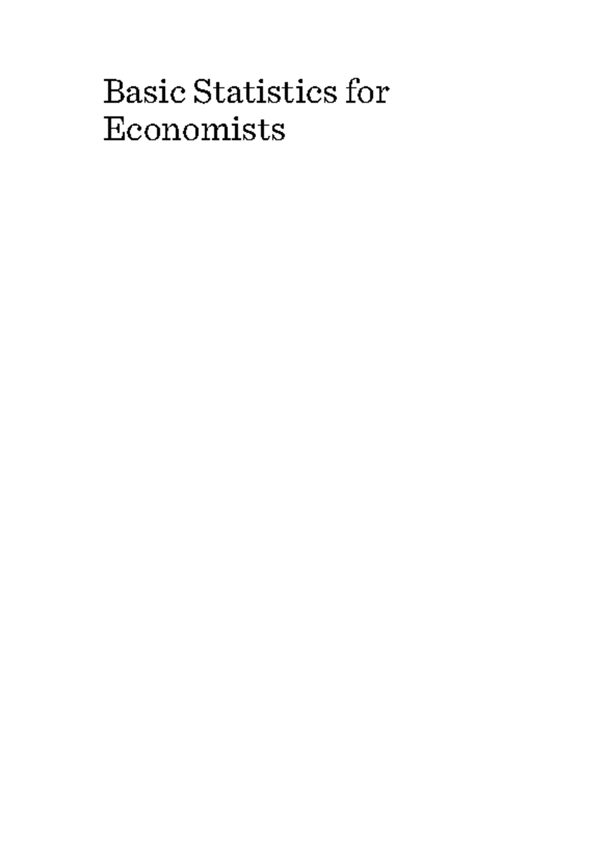 Basic Statistics for Economists (ECO 101): An Overview and Analysis ...