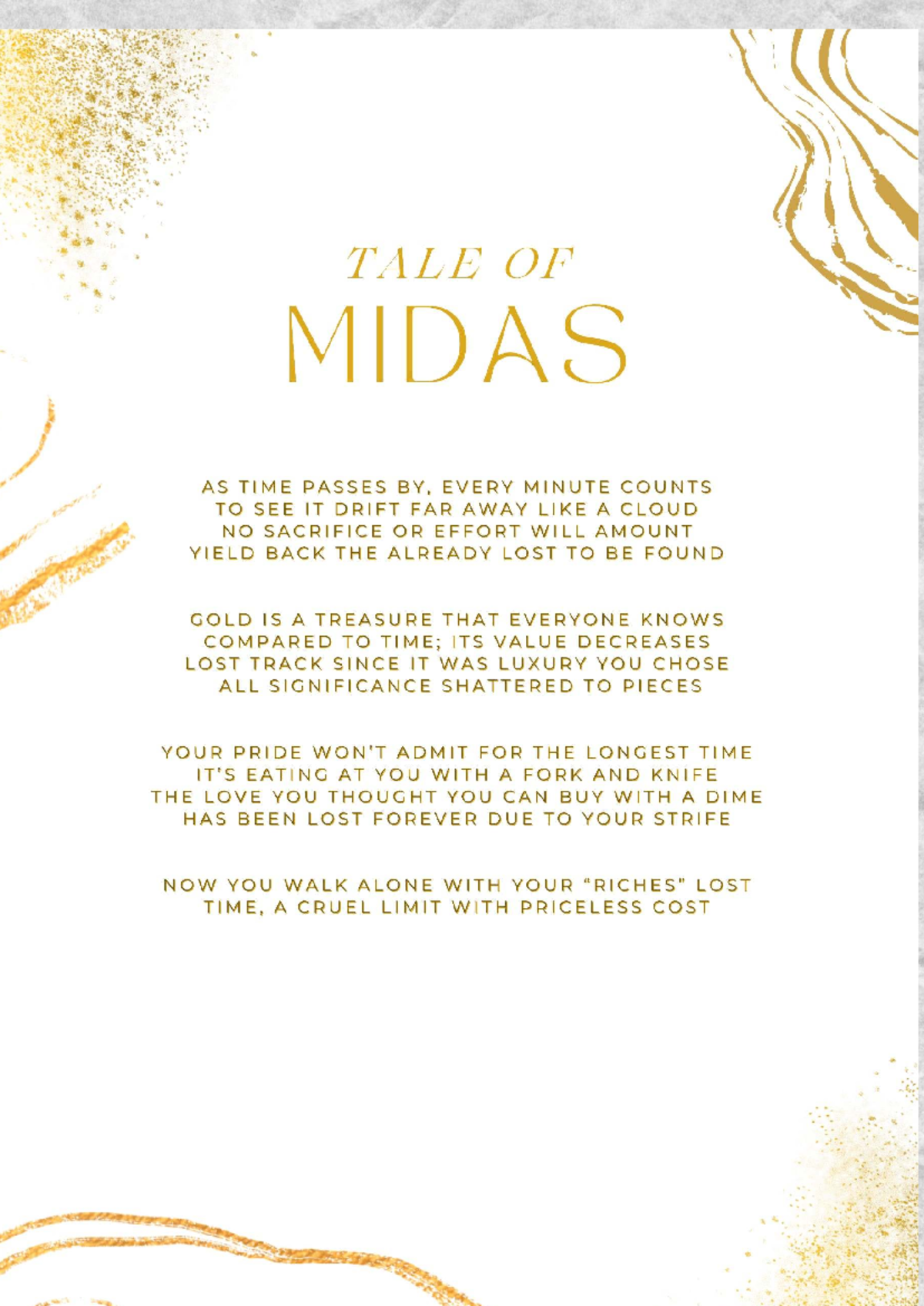 TALE OF MIDAS: A SONNET POEM ON TIME AND LOSS - Studocu