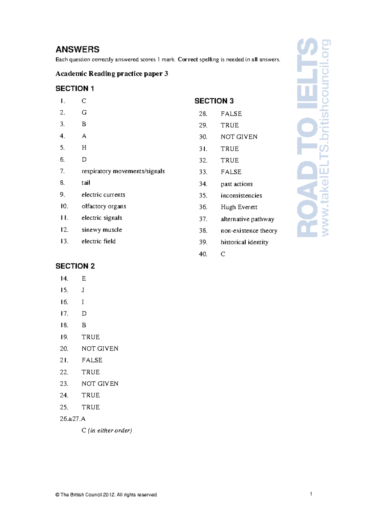 Key Reading Test 3 BC - Answers and Scoring Guide - Studocu