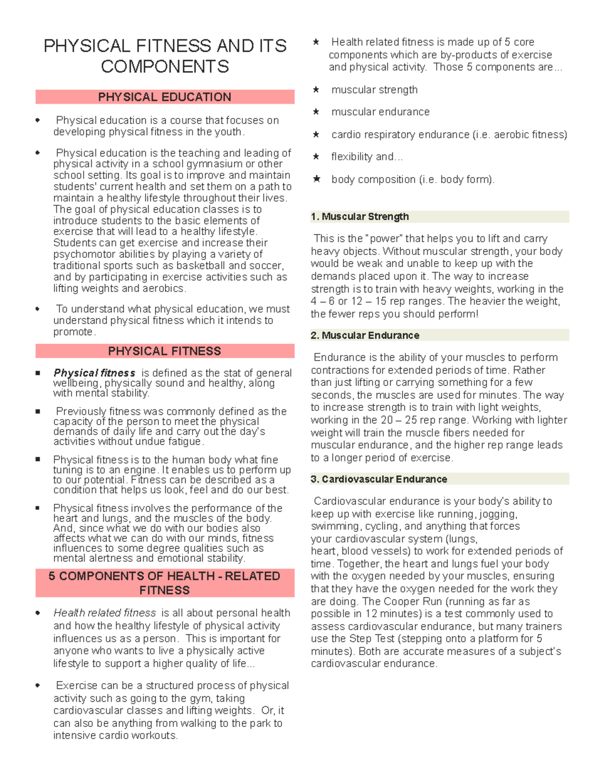 Physical Fitness AND ITS Components - PHYSICAL FITNESS AND ITS ...