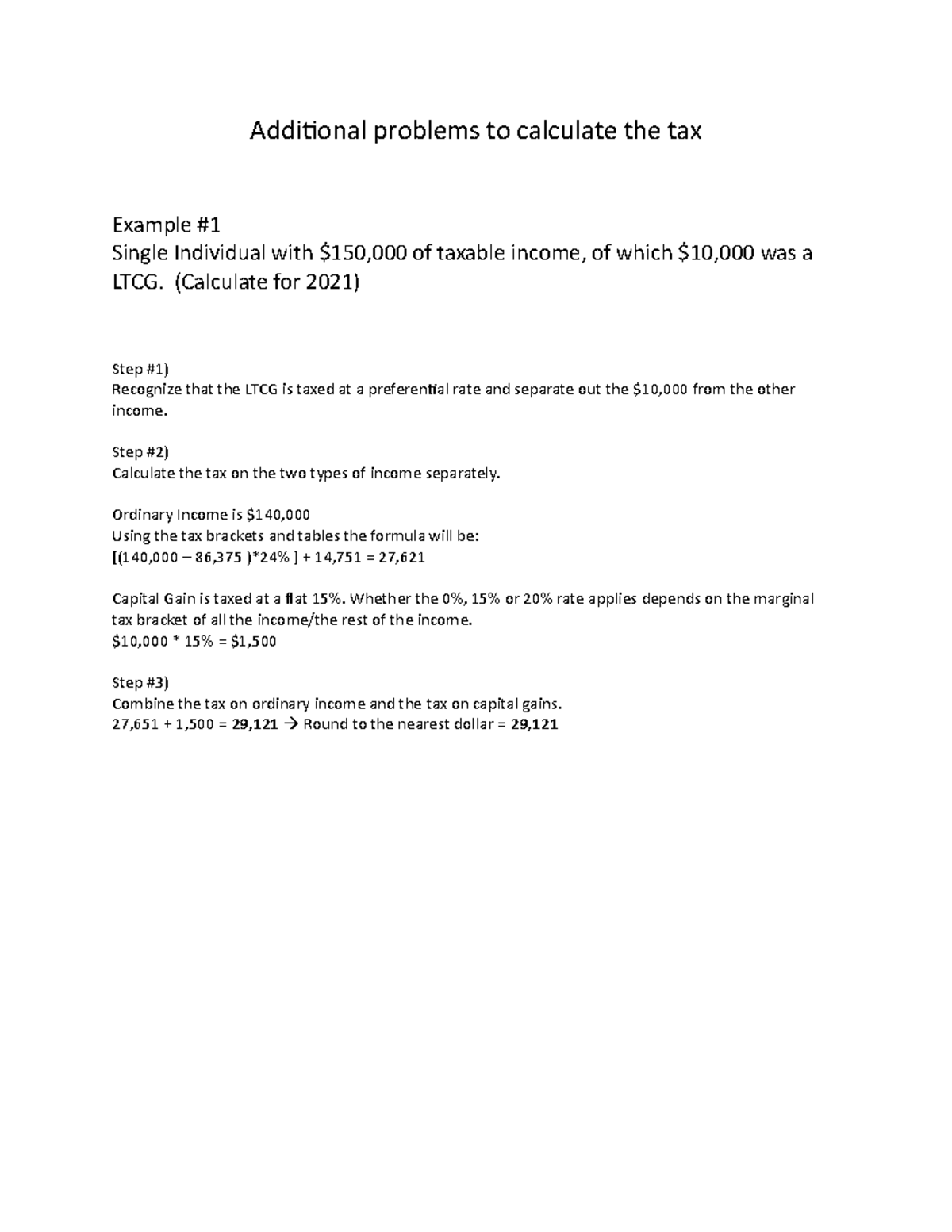 Ex1 Chpt3 - Class Problems - Additional problems to calculate the tax ...