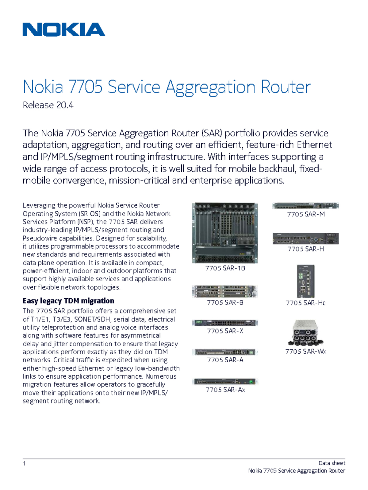 Nokia 7705 SAR Data Sheet: Features, Performance & Specifications - Studocu