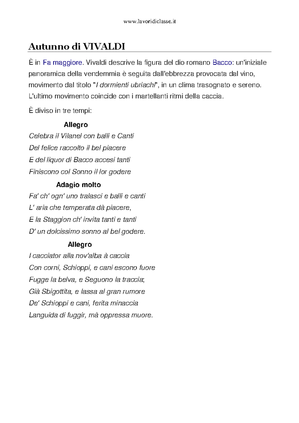 LE Quattro Stagioni DI Vivaldi Musica e ARTE 1 - Autunno di VIVALDI È ...