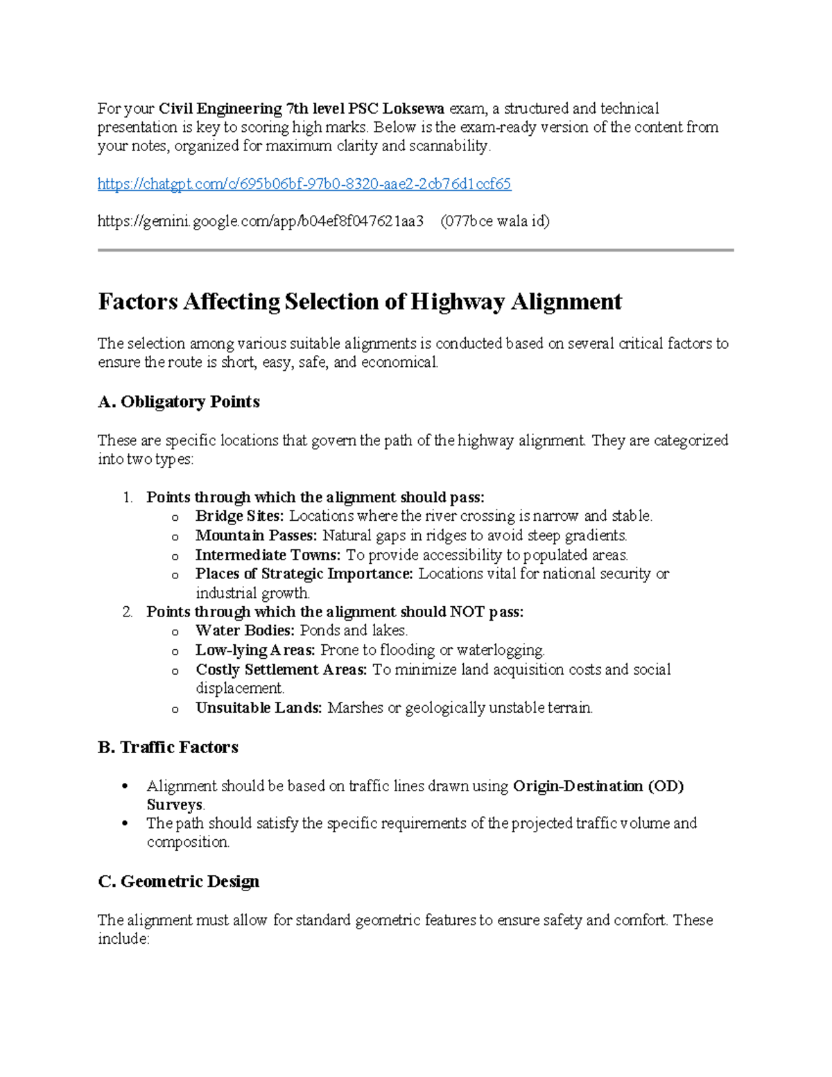 Factors Influencing Highway Alignment Selection for Civil Engineering ...