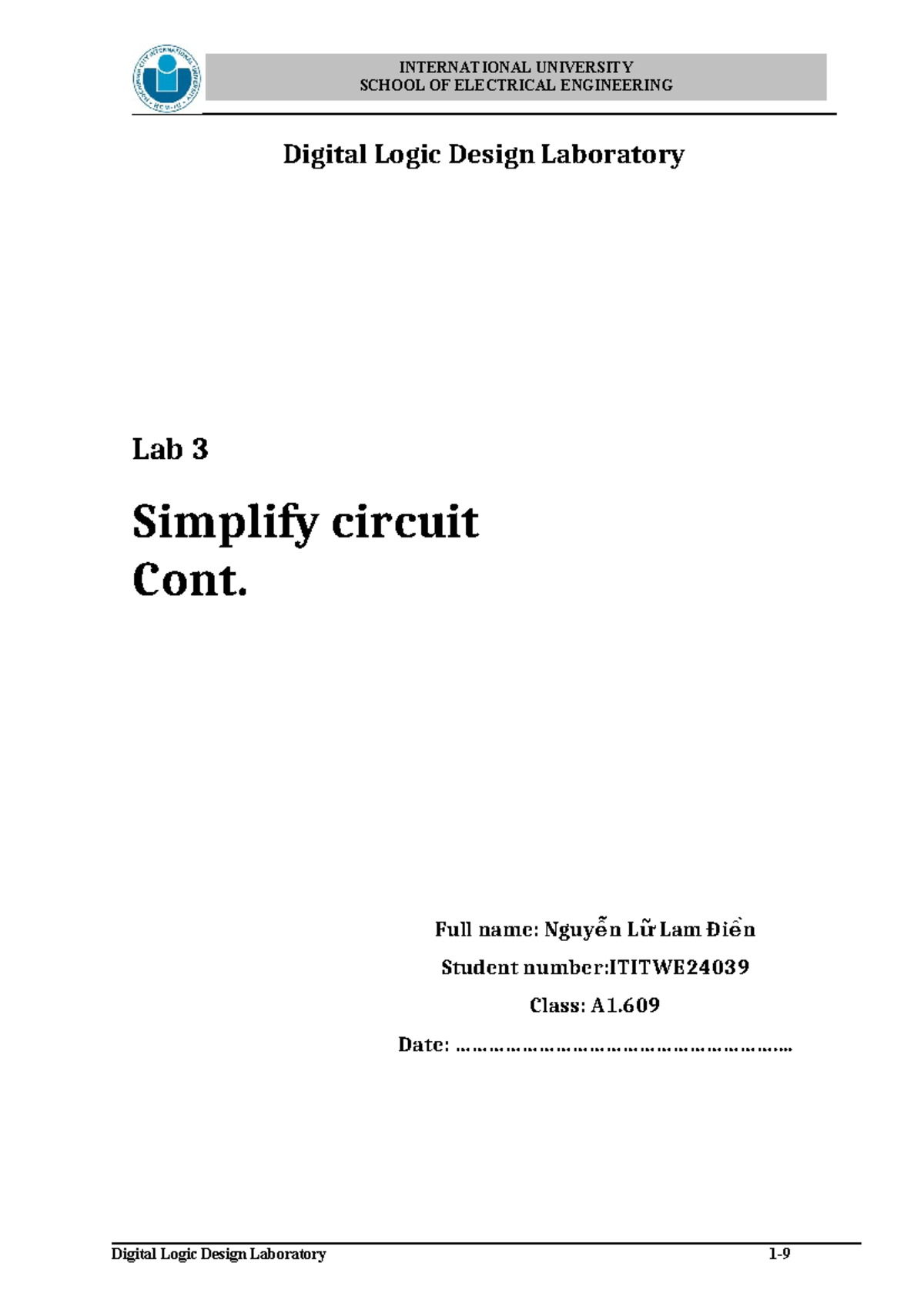 DLD Lab 3: Simplifying Combinational Logic Circuits - Studocu