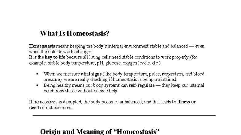 🧠 Homeostasis Explained: Key Concepts & Exam Notes - Studocu