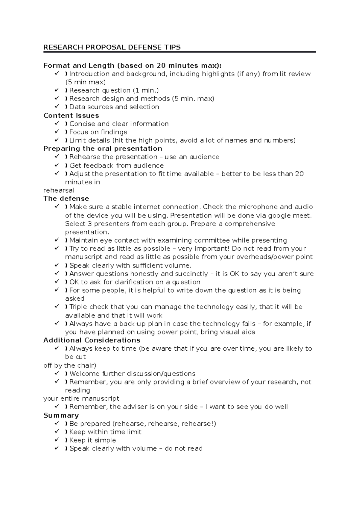 Research Proposal Defense Tips: Essential Guidance for Success - Studocu