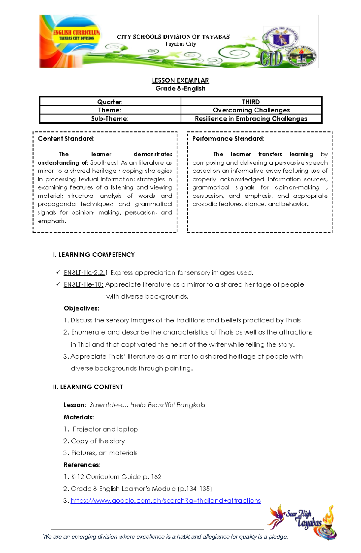 G8 English Lesson Exemplar: Sensory Images and Propaganda Strategies ...