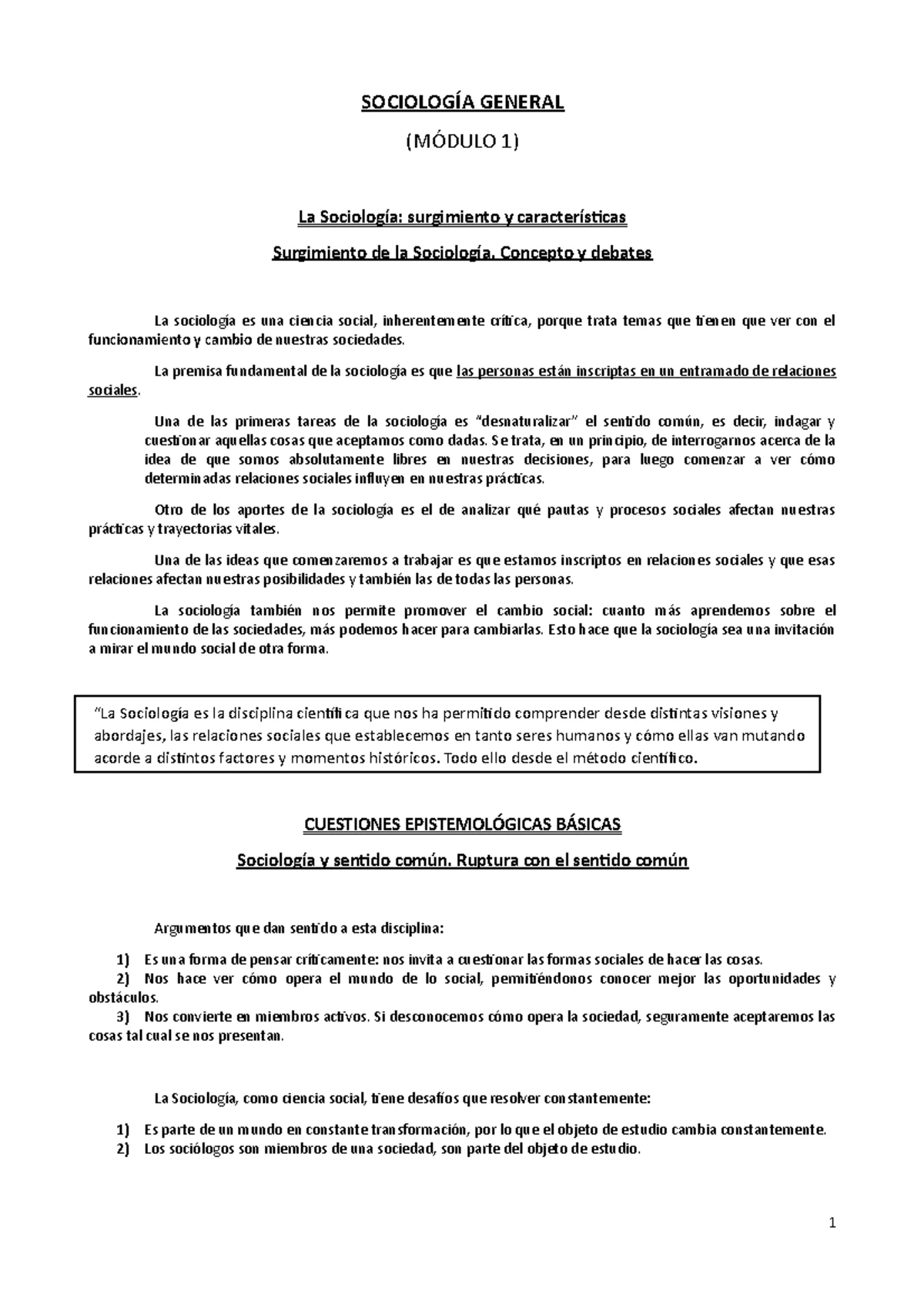 Sociología - 1er. Parcial - NG 2023 - Sociología General - Studocu