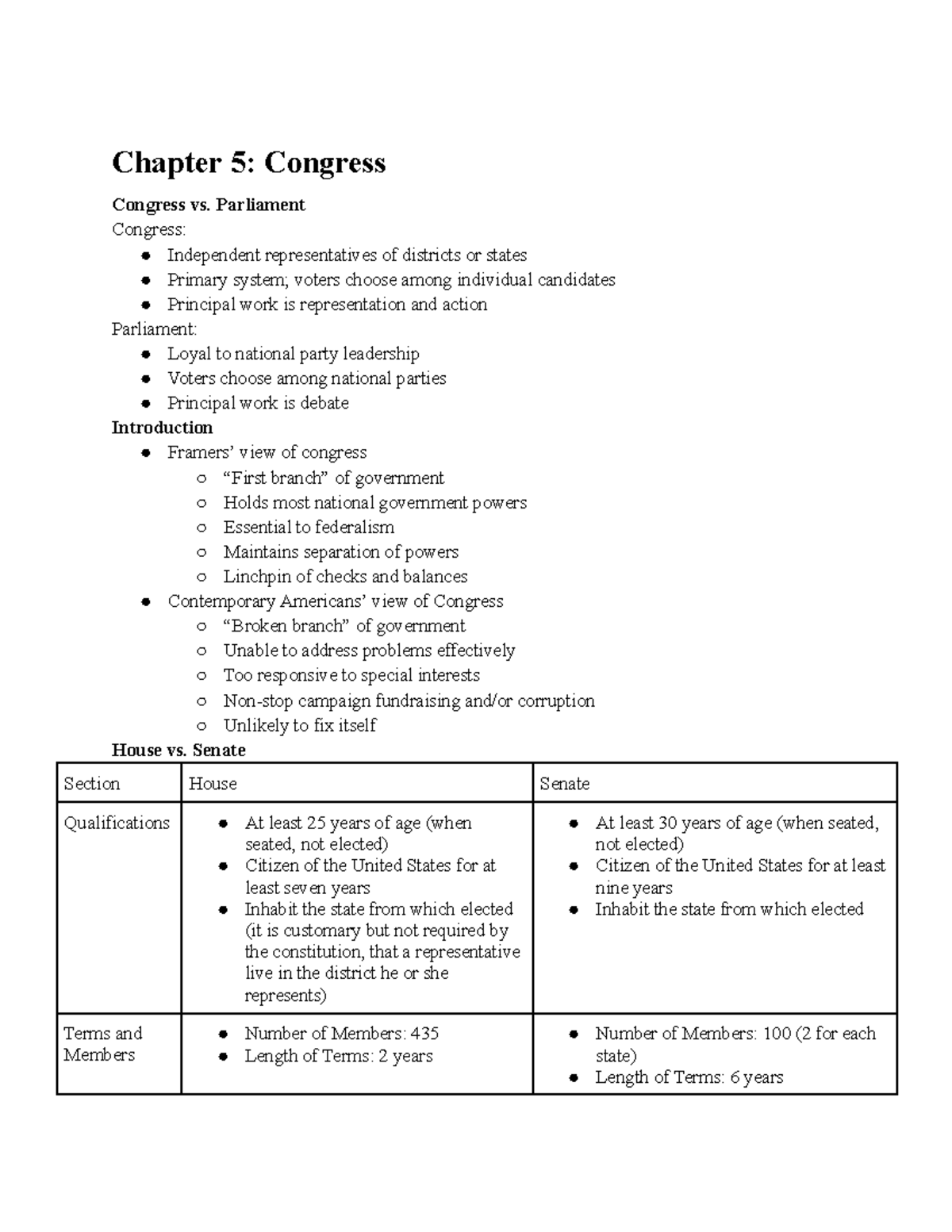 Chapter 5: Analyzing Congress Structure & Function (POL 101) - Studocu