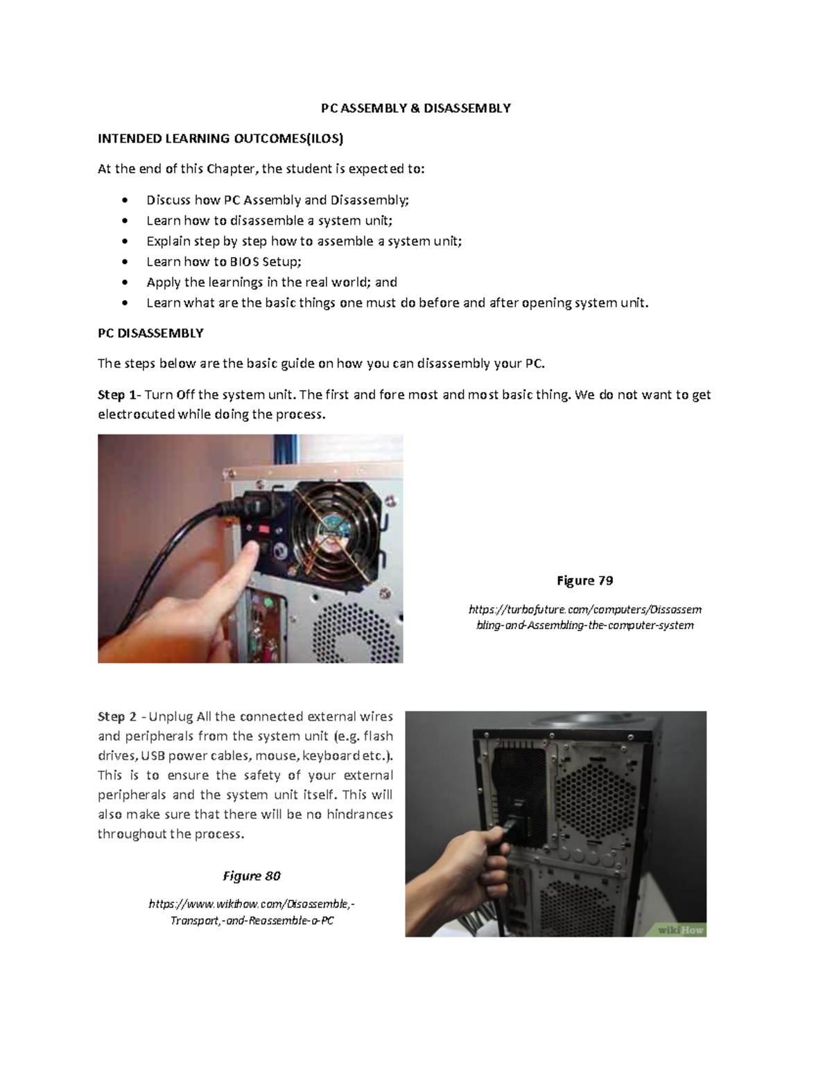 PC ASSEMBLY & DISASSEMBLY GUIDE: ILOs and Step-by-Step Instructions ...