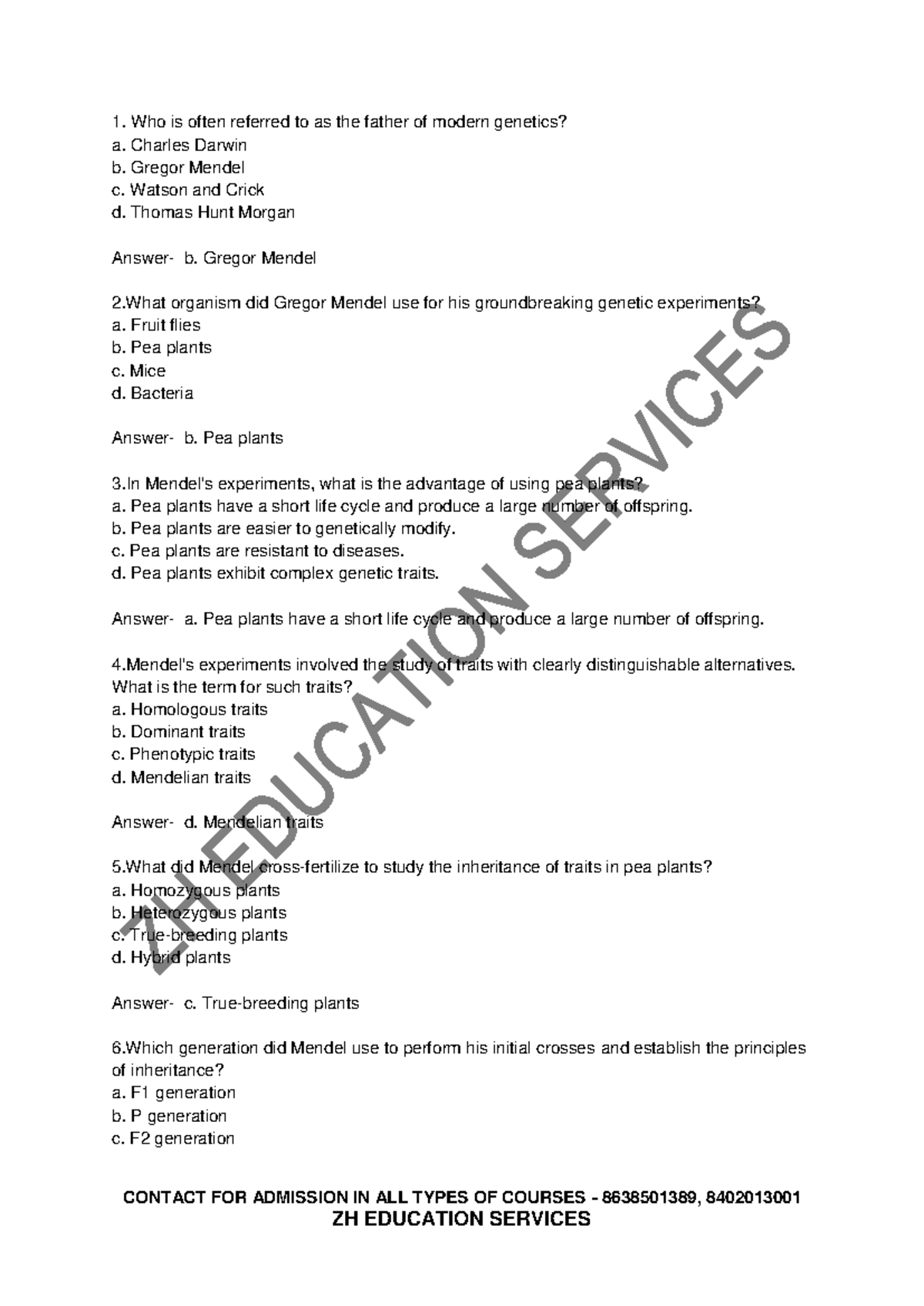 Genetics Study Guide: Key Concepts and Mendelian Principles - Studocu
