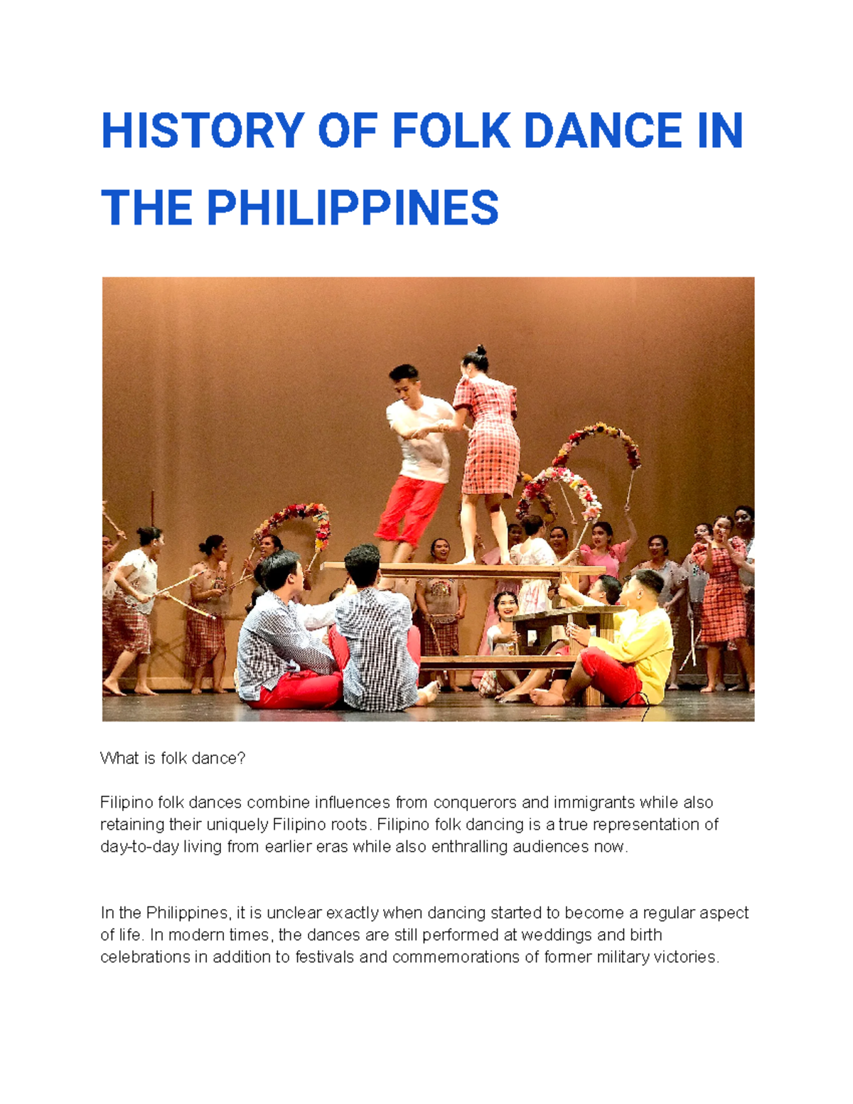 Philippine Traditional Dance History