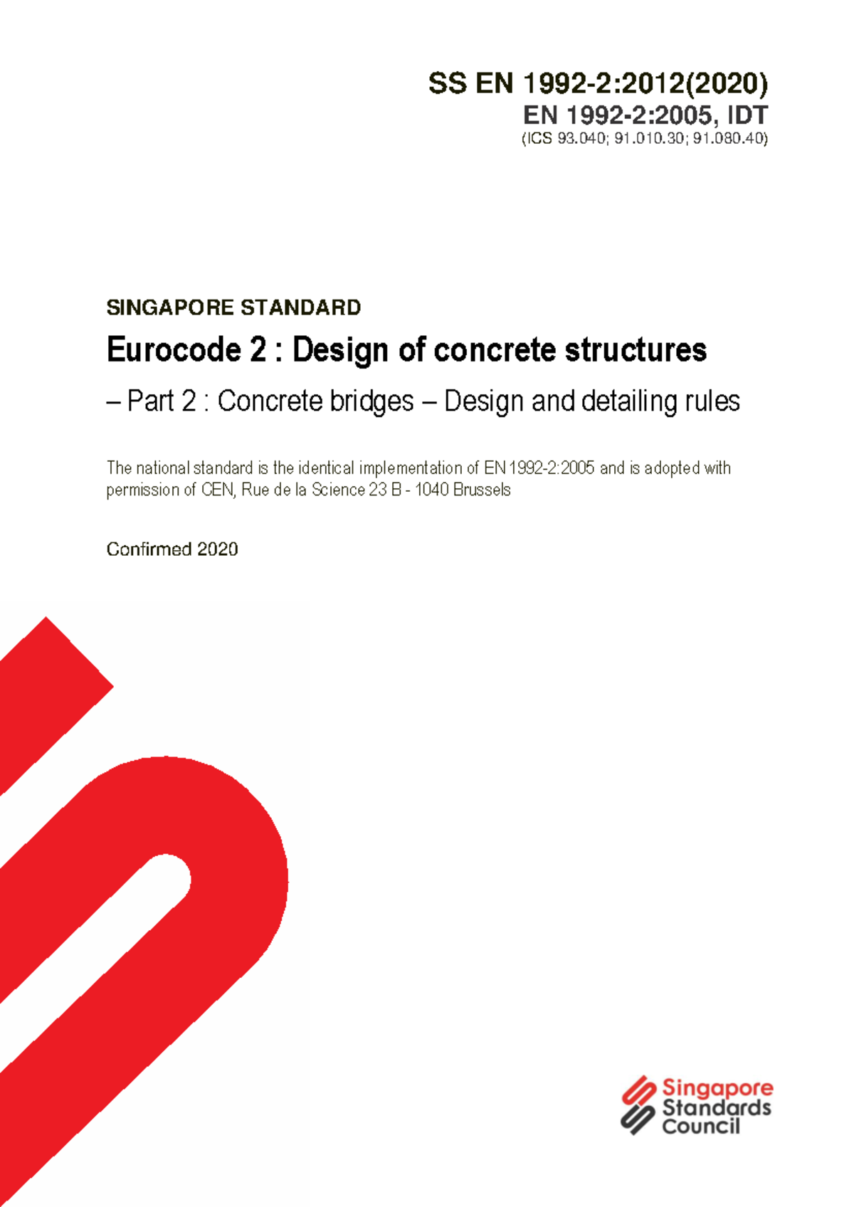 SS EN 1992-2:2012 (2020) Singapore Standard for Concrete Bridges Design ...