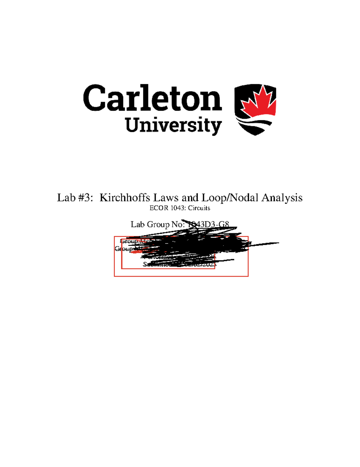 Lab Report on Kirchhoff's Laws and Analysis ECOR 1043 - Studocu