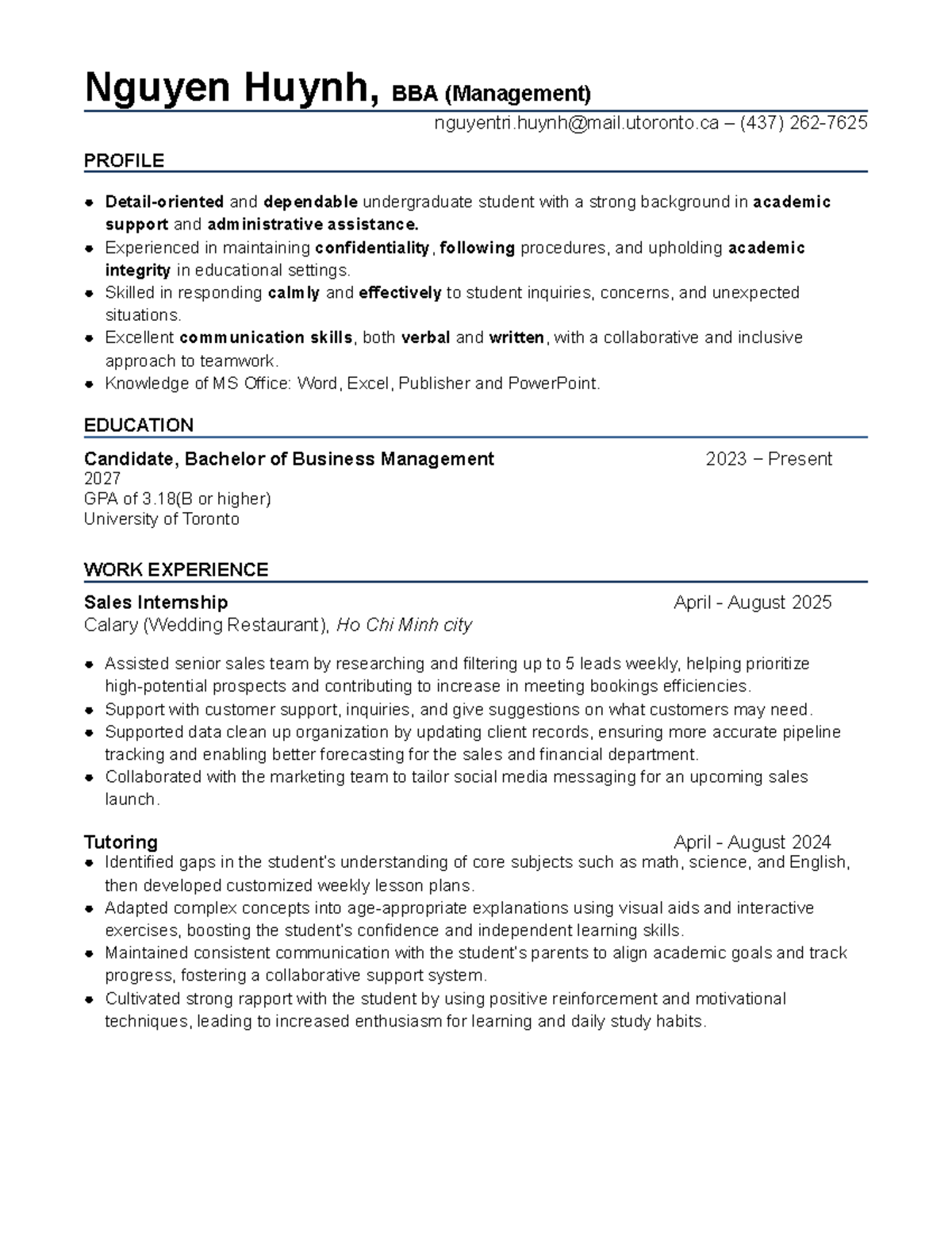 BBA (Management) (437) Assistant Invigilator Resume - Studocu