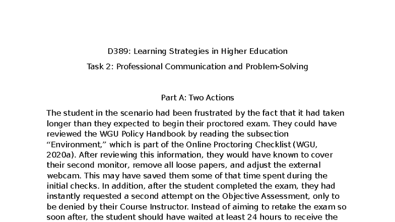 Task 2 Professional Communication and Problem-Solving - D389: Learning ...