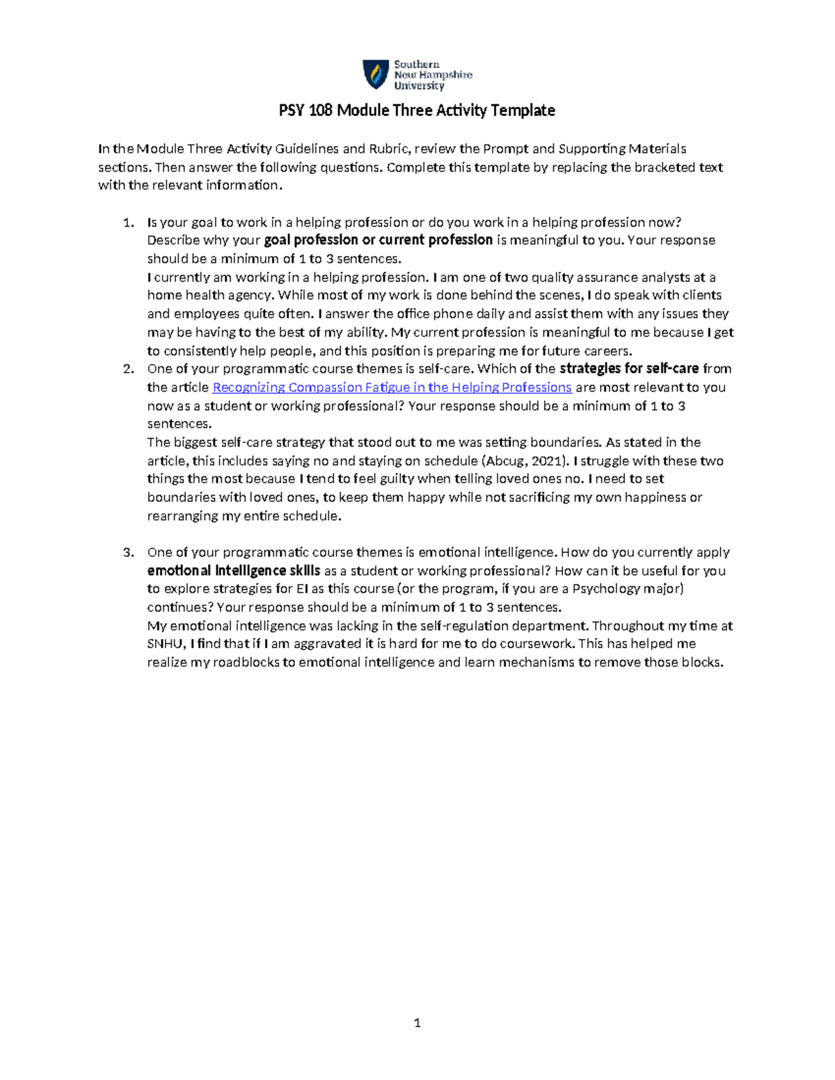 PSY 108 Module Three Activity Template Completed - PSY 108 Module Three ...