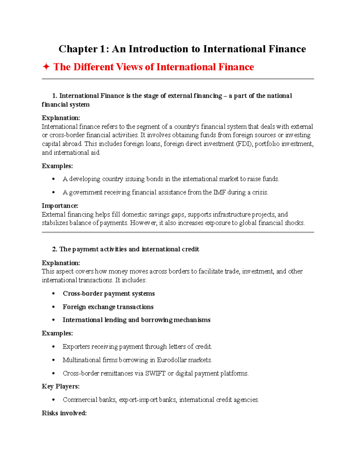 International Finance: Chapter 1 Overview and Key Concepts - Studocu
