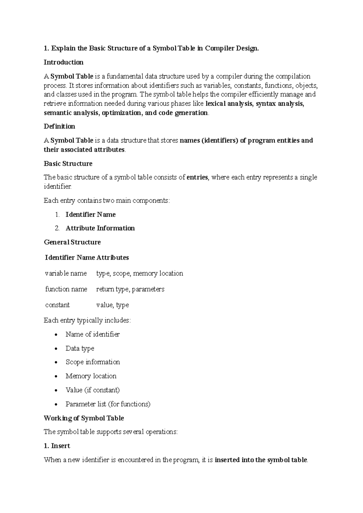 Symbol Table Structure in Compiler Design: Overview and Management ...