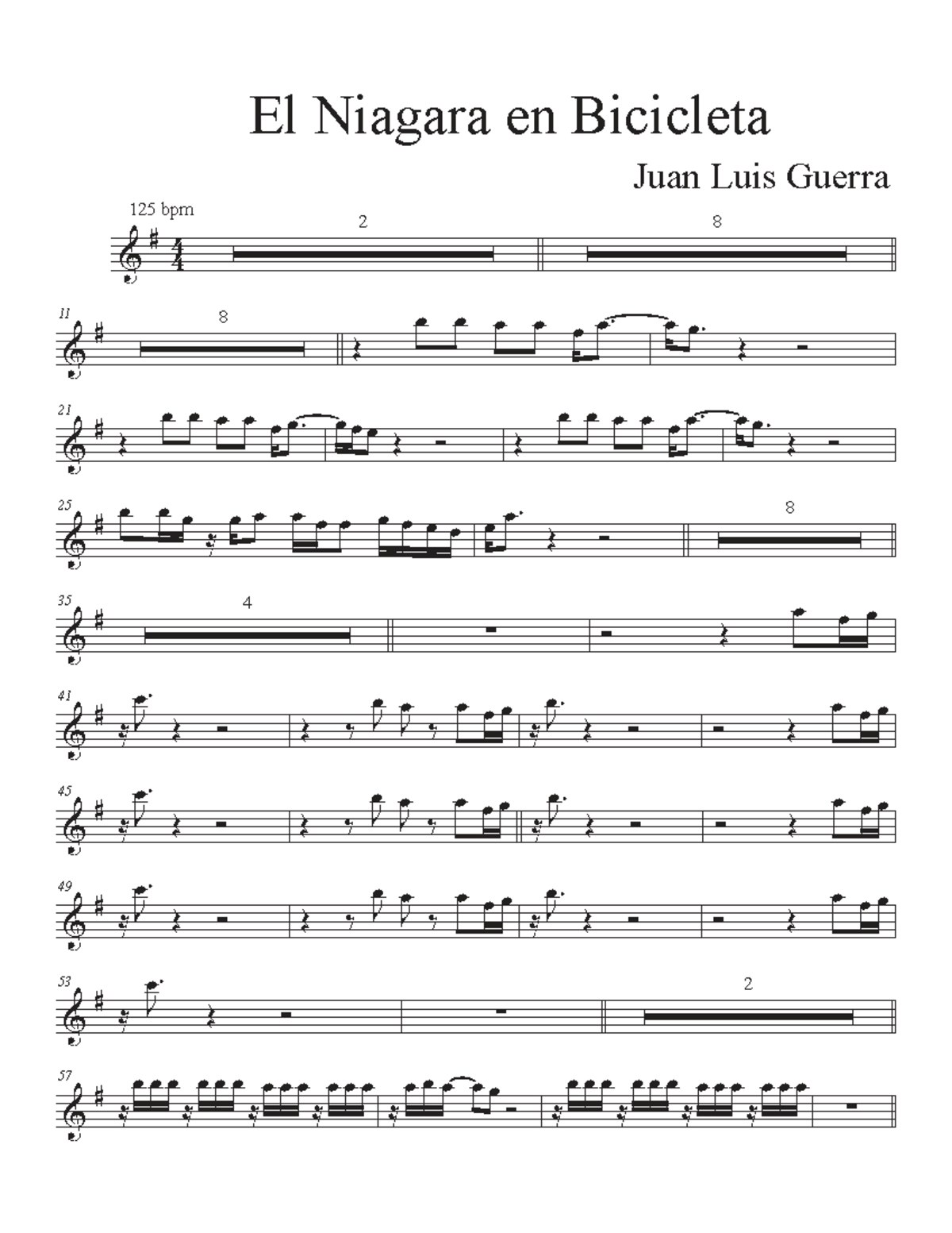 El Niagara en Bicicleta - Alto Sax 1 (Juan Luis Guerra) - Studocu