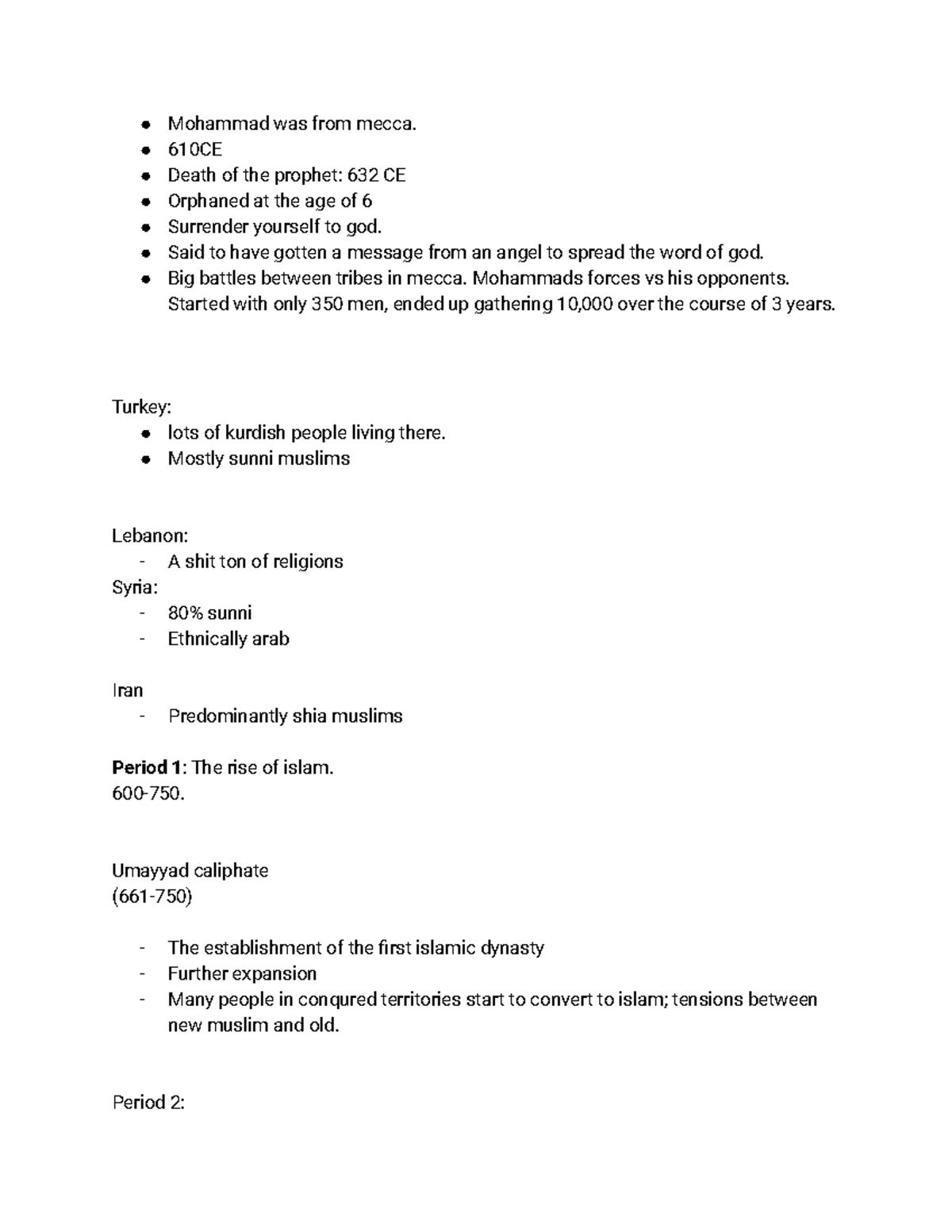 Middle East 233 - Class Material Notes on Islamic History and Society ...