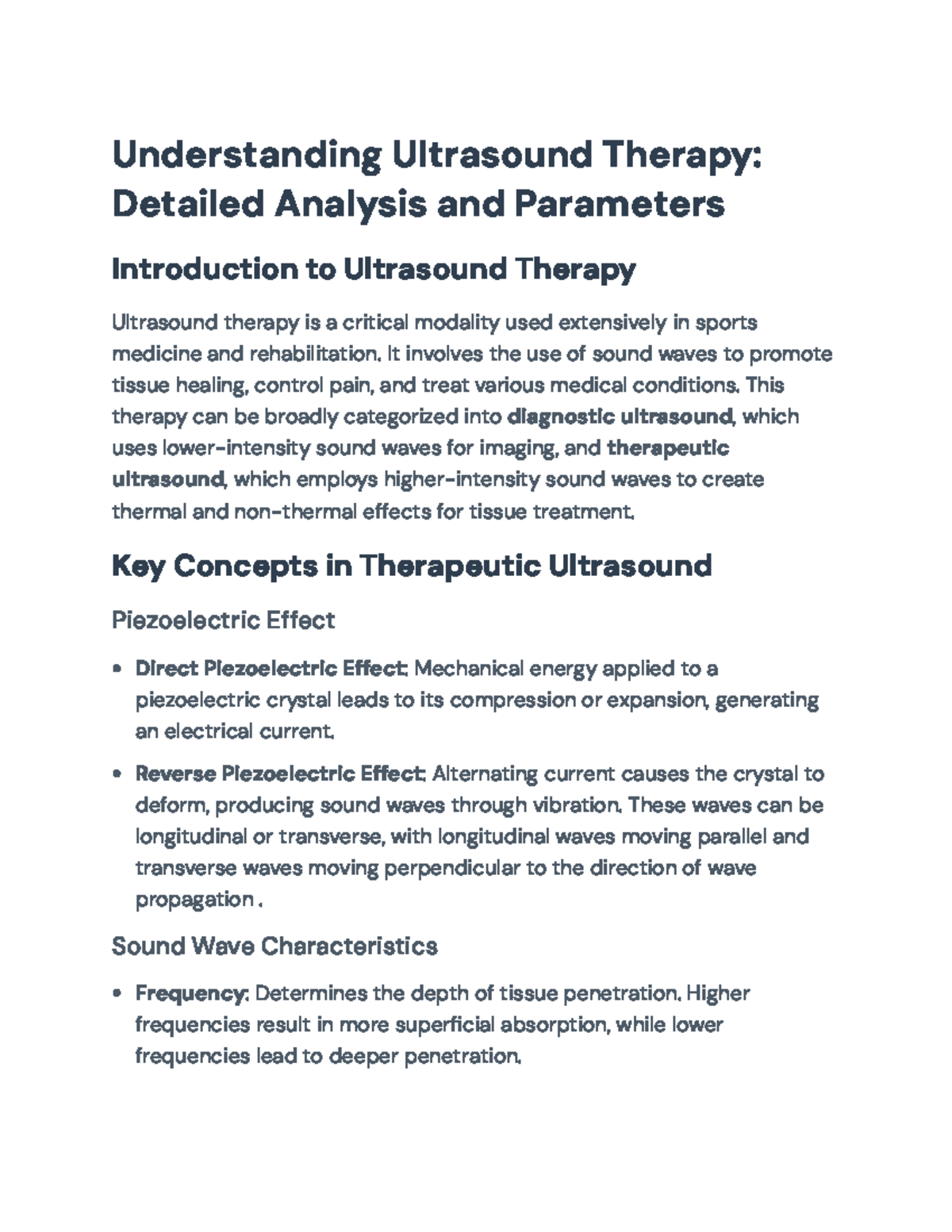 Understanding Ultrasound Therapy: Key Concepts and Clinical ...