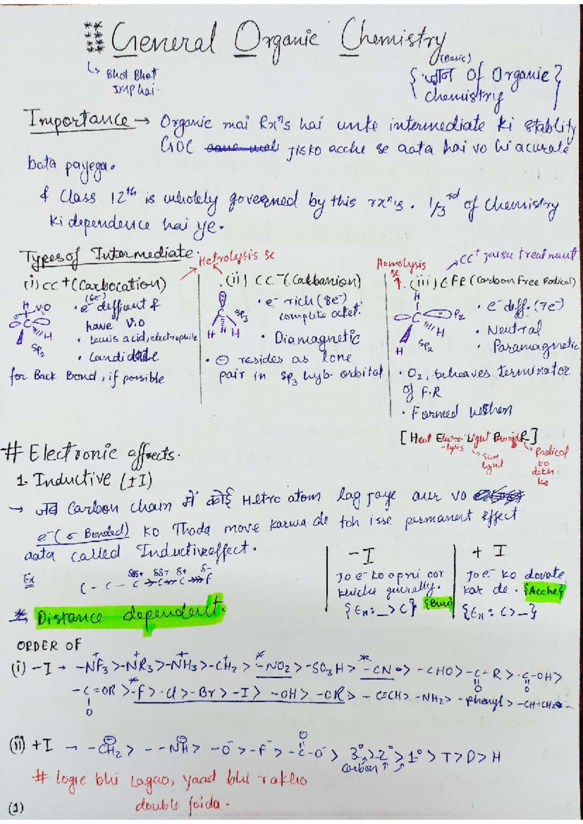 Organic Chemistry Notes for Class 12 (Bhot Bhot IMP) - Studocu