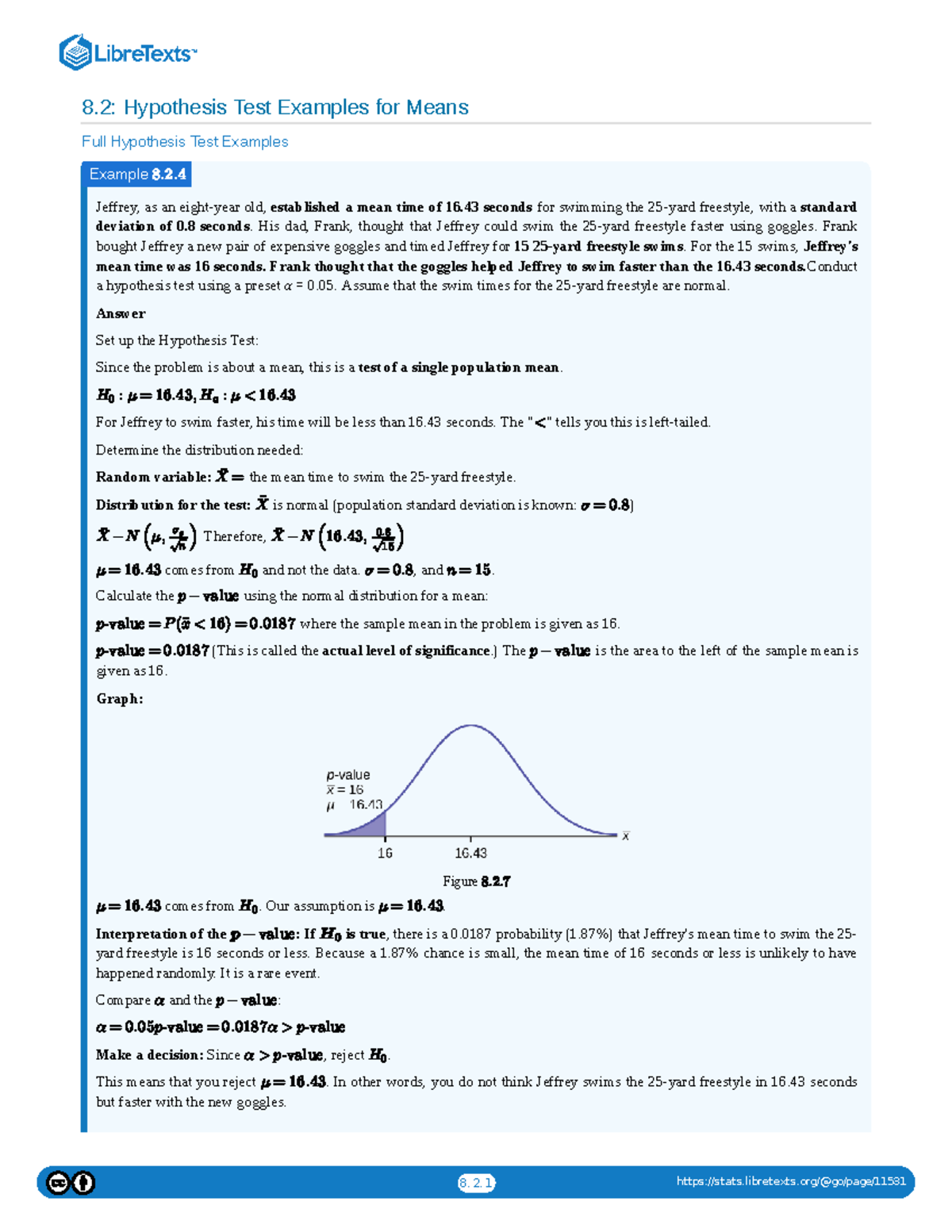 8.2: Hypothesis Testing for Means - Examples and Conclusions - Studocu