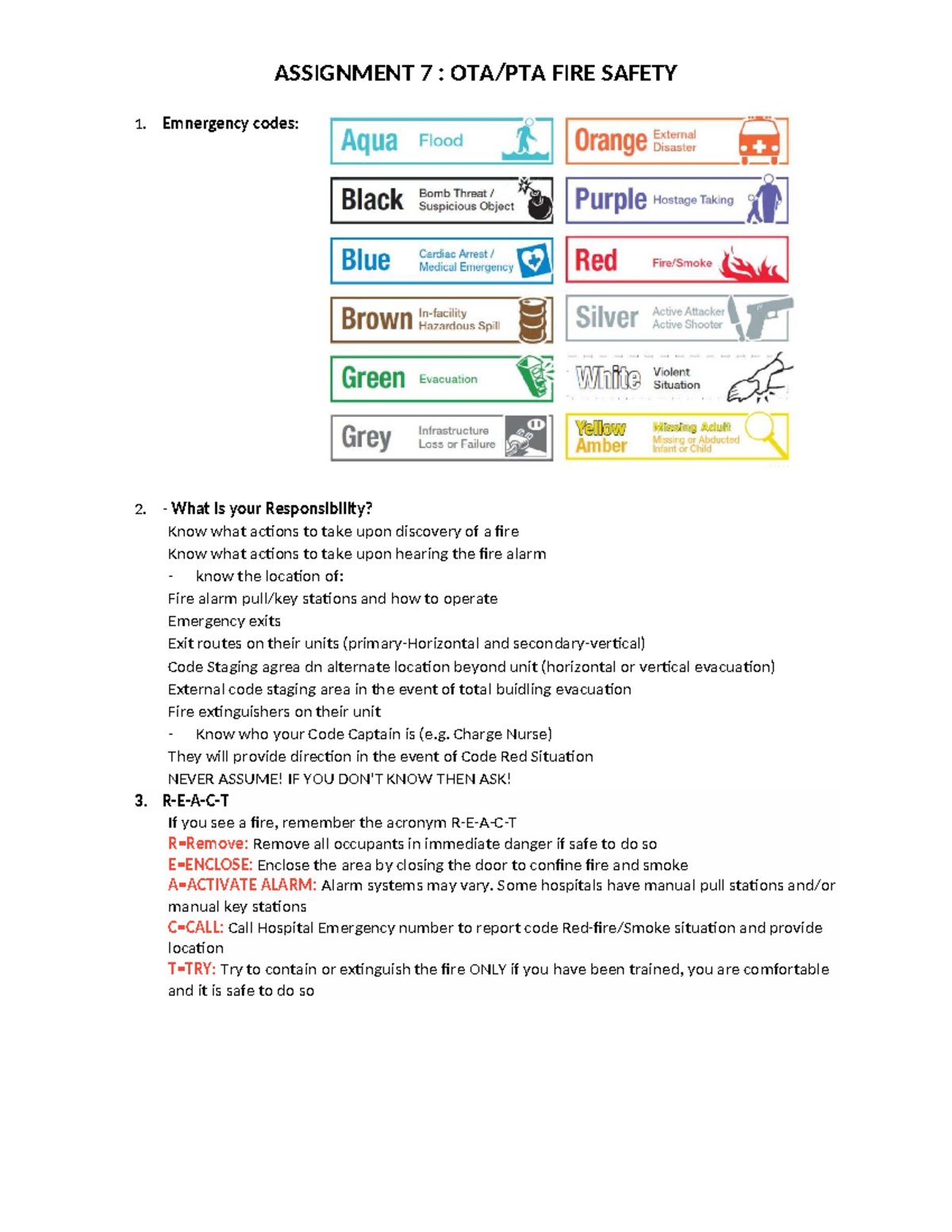 Asgnmt 7: Fire Safety Procedures and Emergency Response Guidelines ...