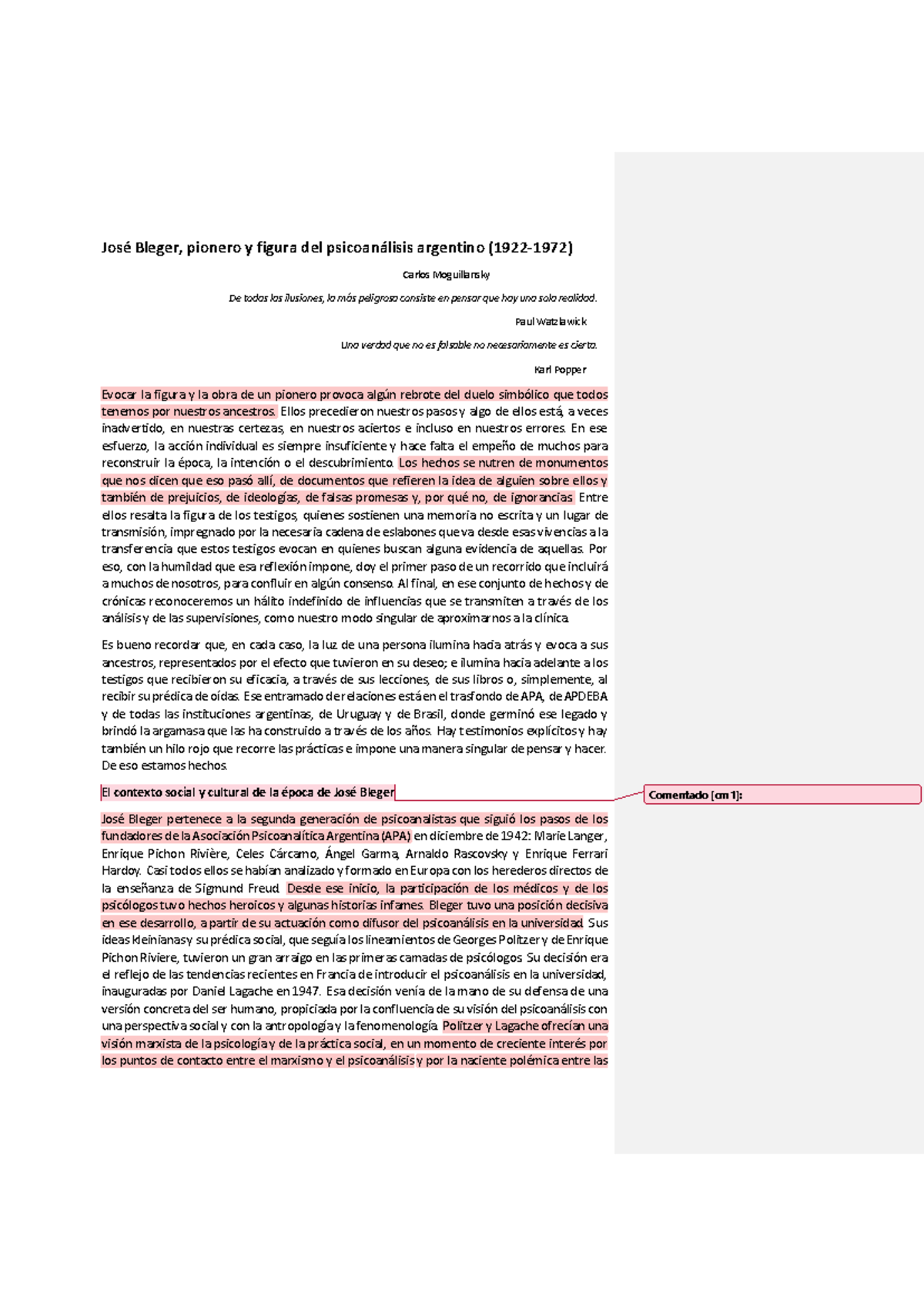 José Bleger: Legado y Contexto en el Psicoanálisis Argentino (APDEBA ...