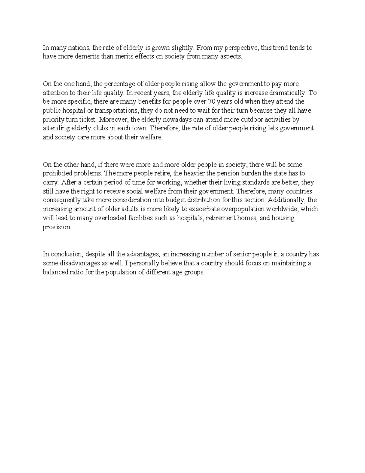 The Impact of Increasing Elderly Population on Society - Studocu