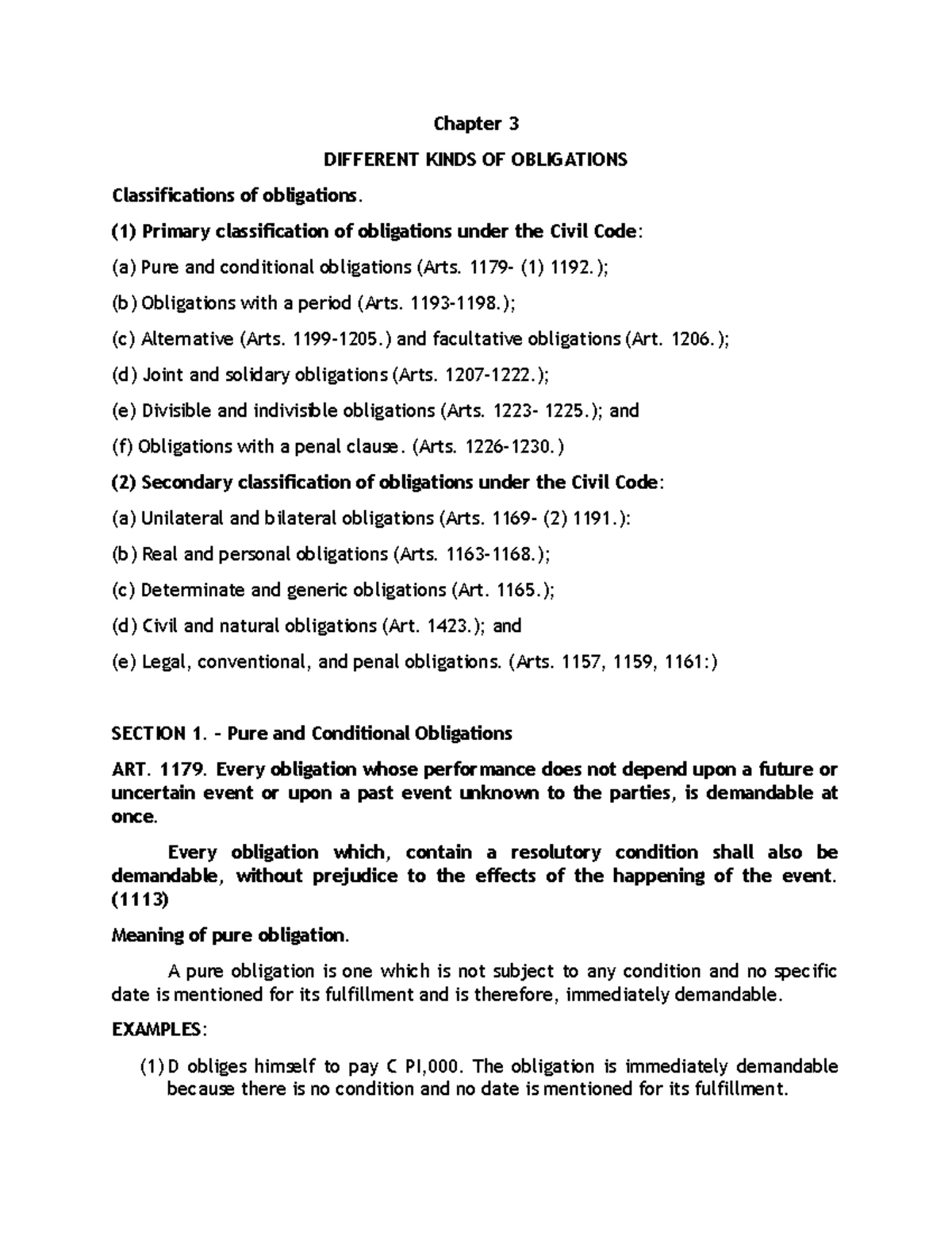 Module 5 - Classification of obligations - Chapter 3 DIFFERENT KINDS OF ...