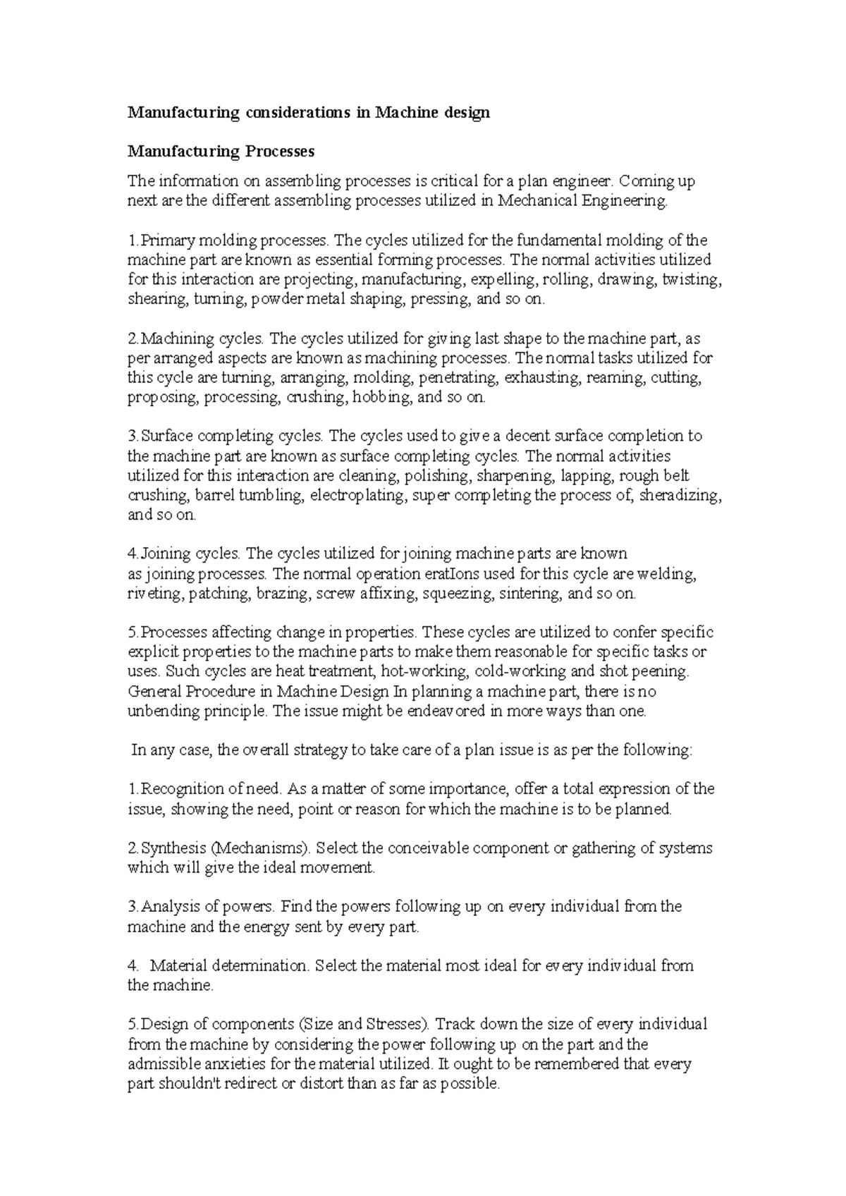 Manufacturing considerations in Machine design, Standards and ...