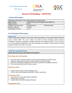 MCQs - ch06 ch06 Key 1. Research design strategy encompasses all of the ...