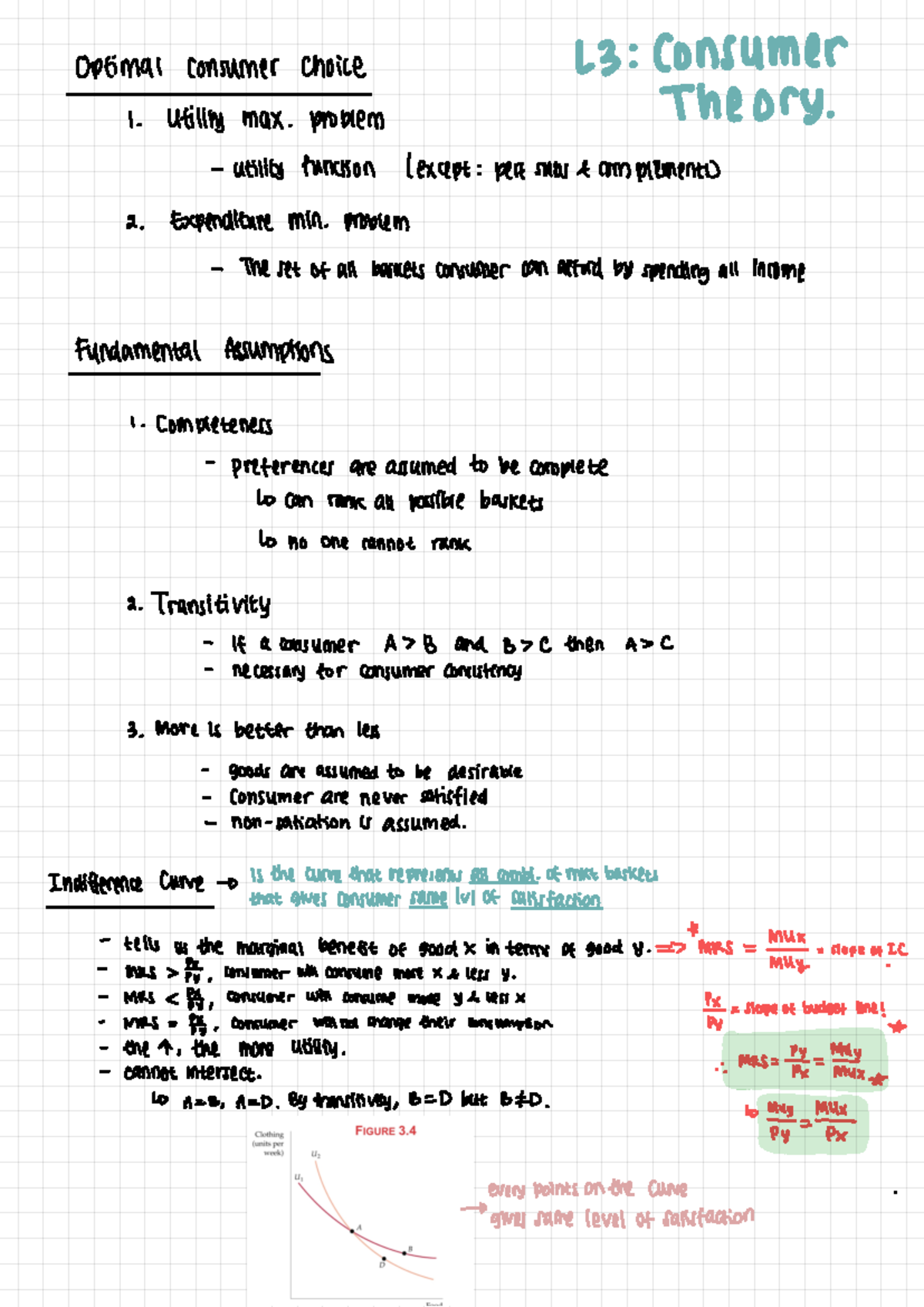 Consumer Theory Tut Notes - Optimal consumer choice 13 : Consumer 1 ...