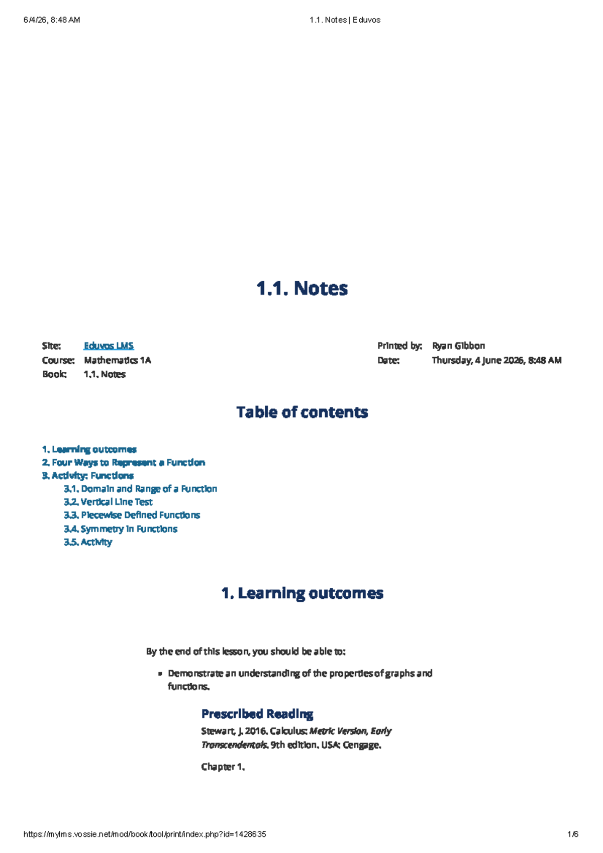 Mathematics 1A: Functions and Their Representations Notes - Studocu