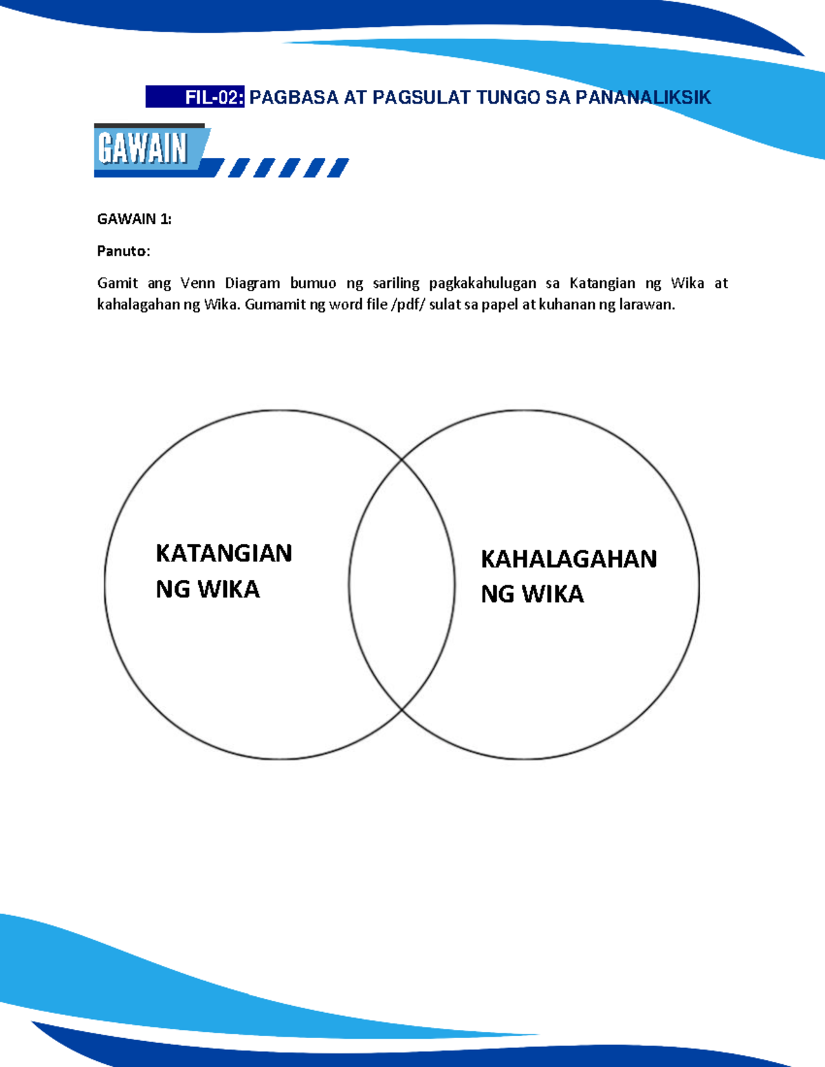 Gawain 1 - ... - intro to psych - FIL- 02 : PAGBASA AT PAGSULAT TUNGO ...