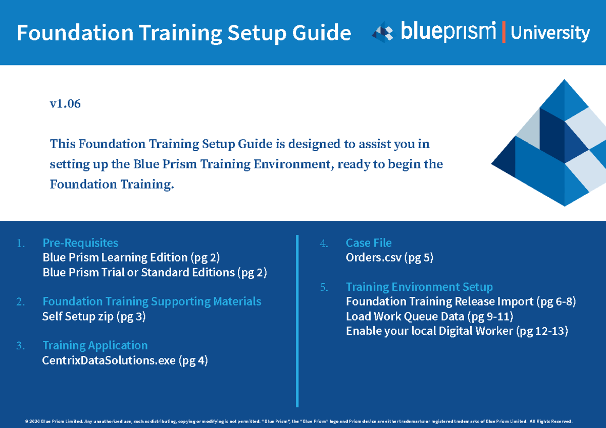 Blue Prism Foundation Training Setup Guide v1: Step-by-Step ...