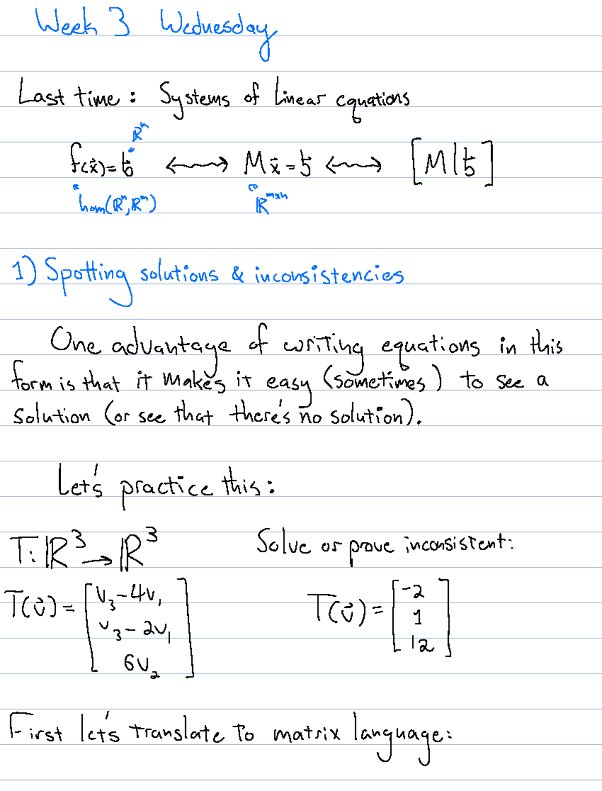 Linear Equations and Inconsistency: Week 3 Overview (MATH 101) - Studocu