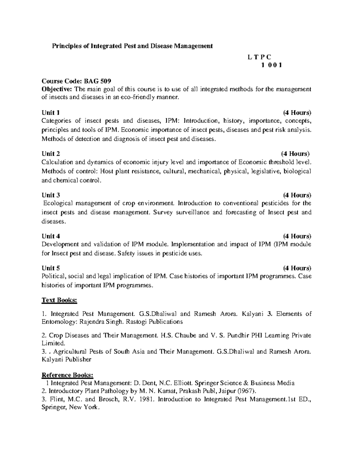 BAG 509: Principles of Integrated Pest & Disease Management Overview ...