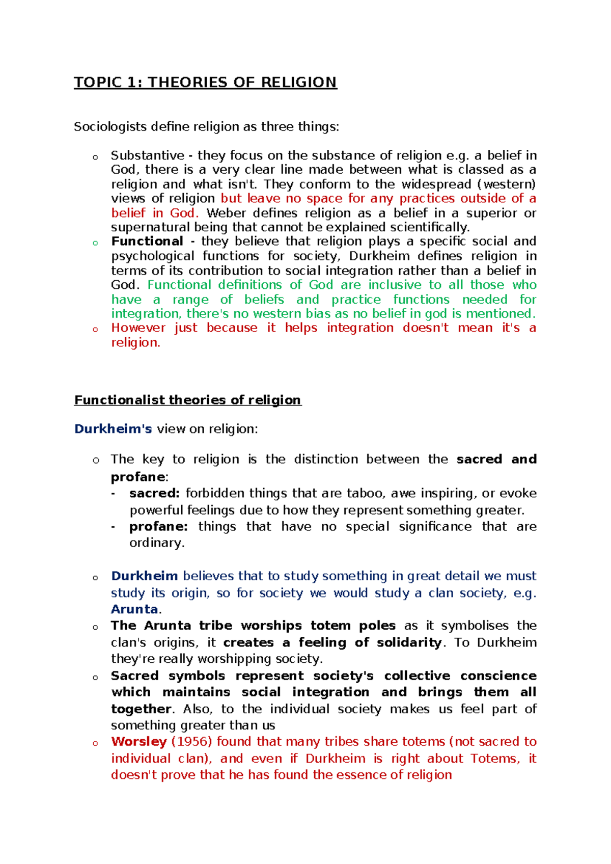 Sociological Theories on Religion: Insights and Impacts Notes - Studocu