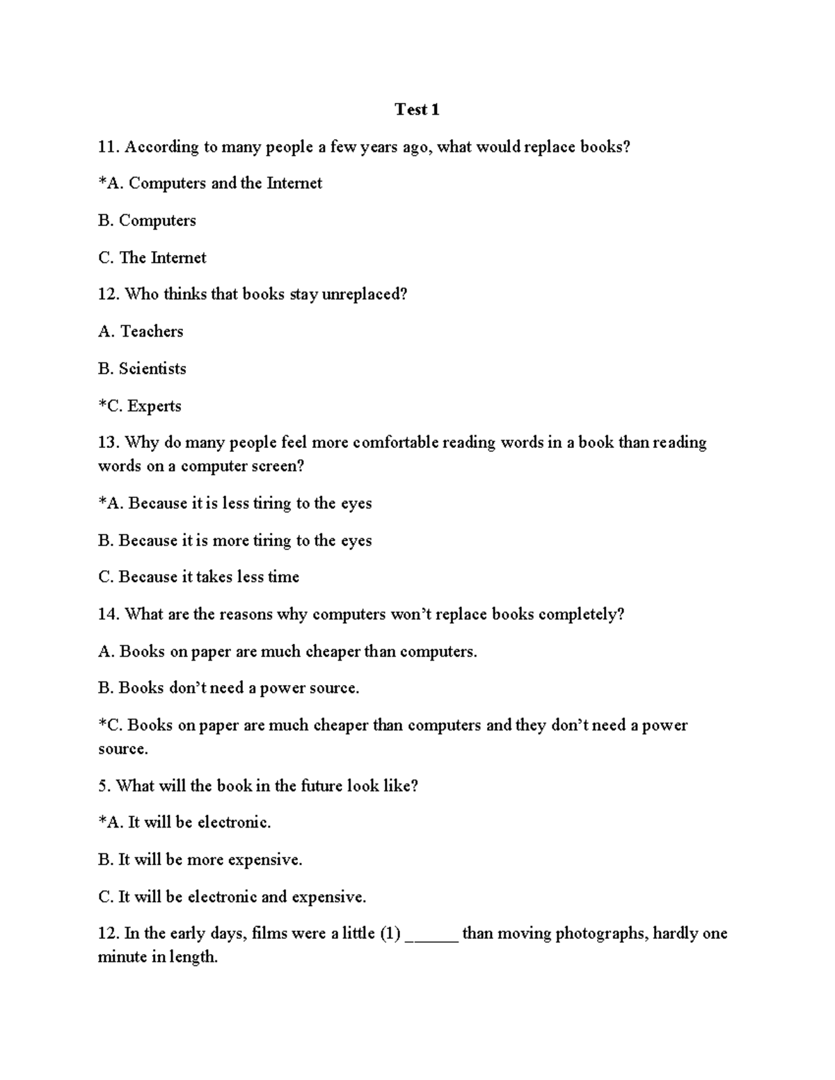 Test 1: Computers vs. Books - Seyn English Exam Notes - Studocu