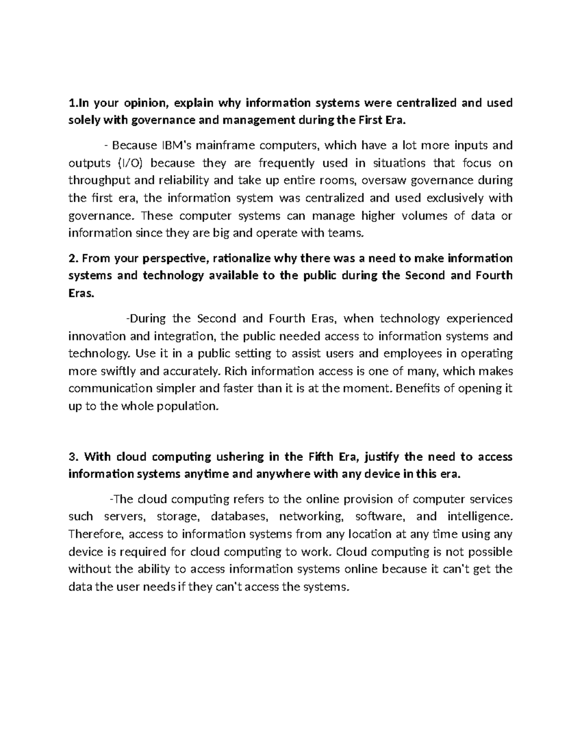 Assignment 1: The Evolution of Information Systems in Governance and ...