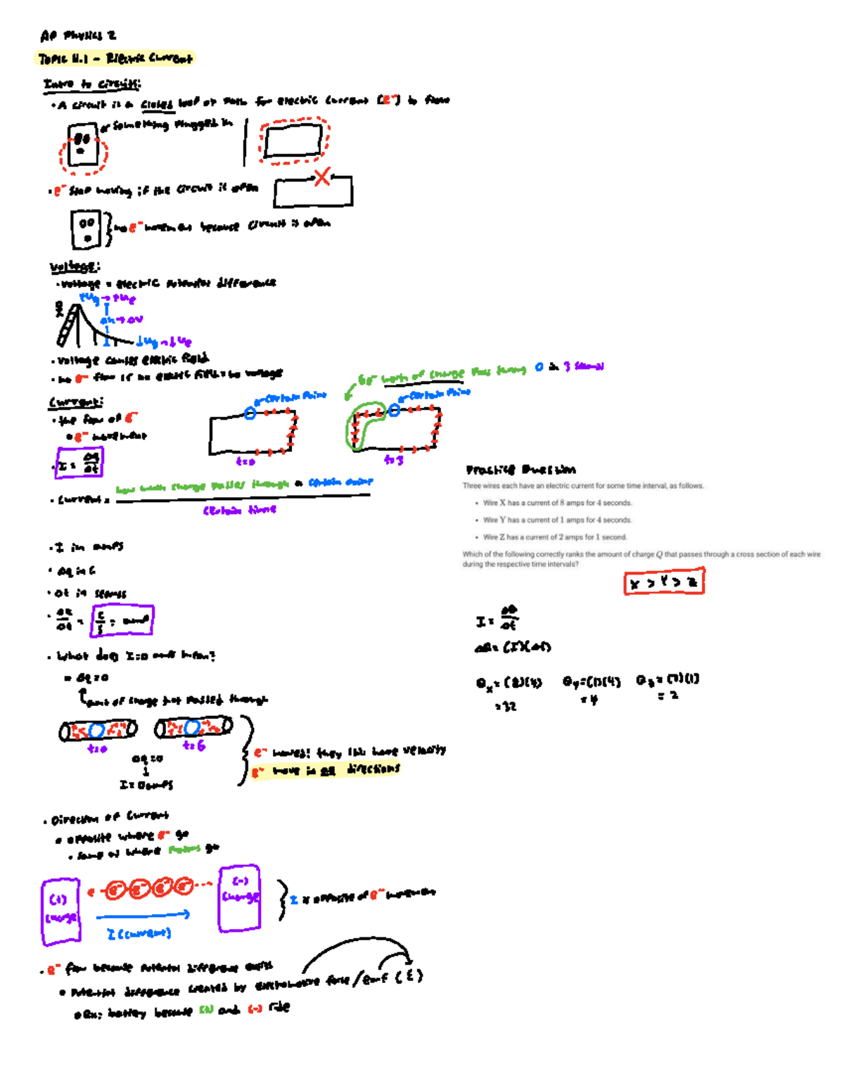 AP Physics 2: Topic 11.1 - Electric Current & Circuits Overview - Studocu