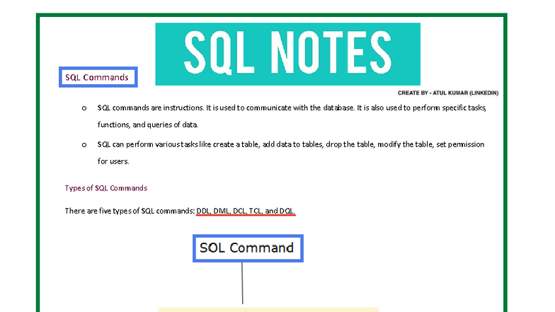 SQL Commands Overview: Types and Examples - DBMS - Studocu