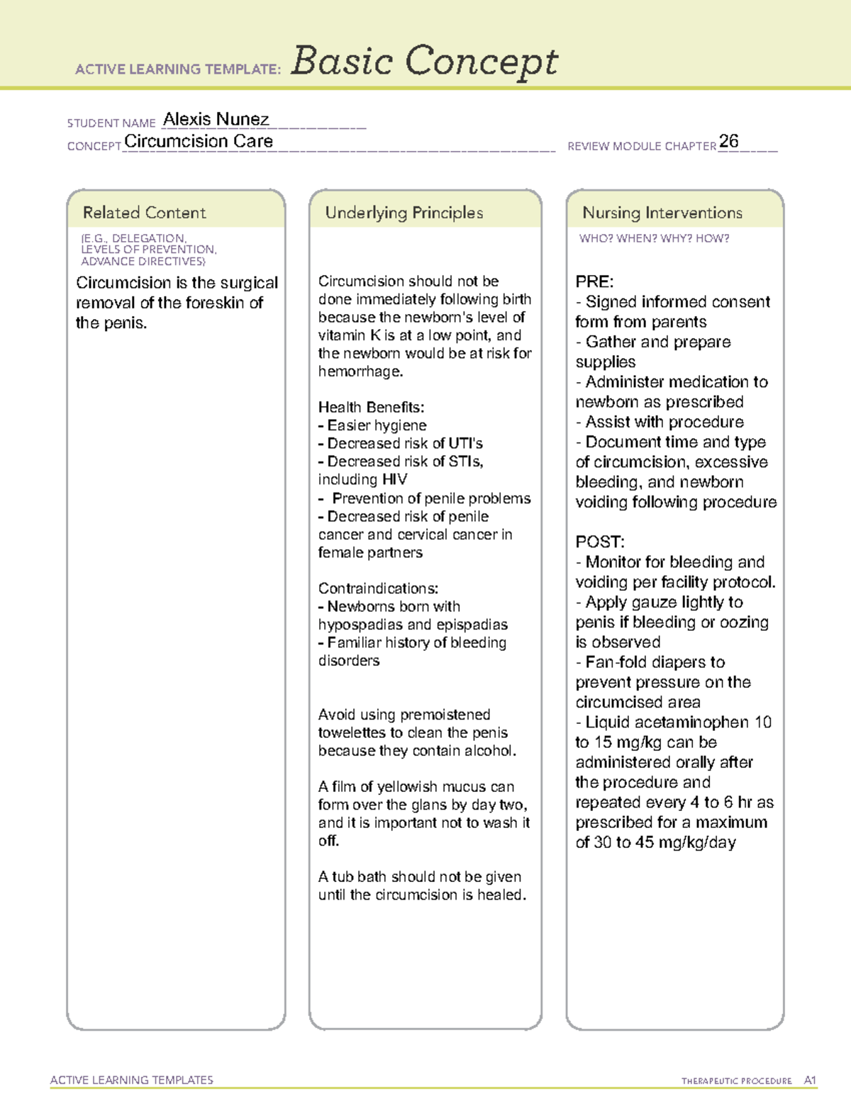 Circumcision Care: Therapeutic Procedures Active Learning Module - Studocu