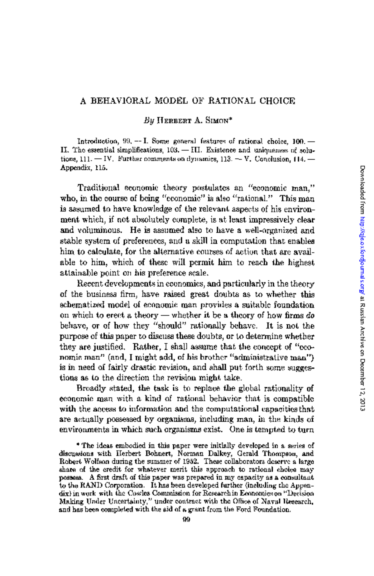 A Behavioral Model of Rational Choice - Economic Theories Explained ...