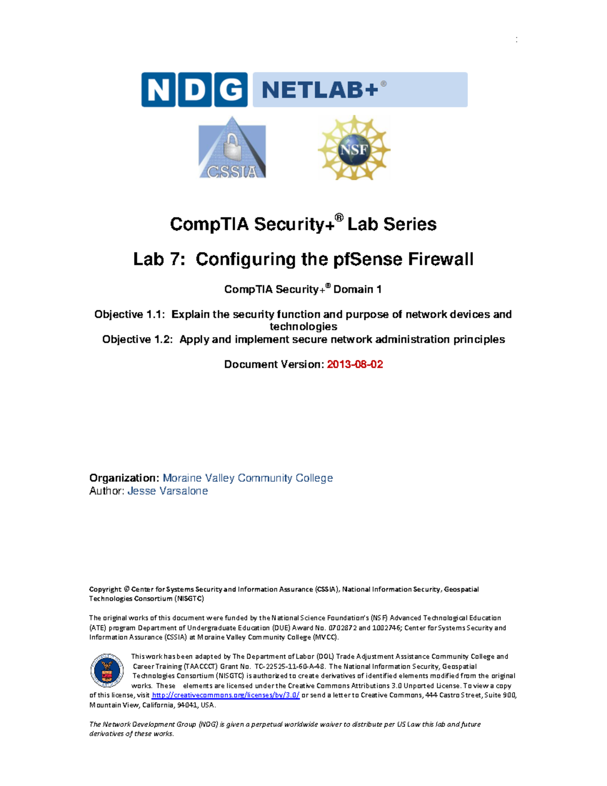 CompTIA Security+® Lab 7: Configuring pfSense Firewall for ICMP - Studocu